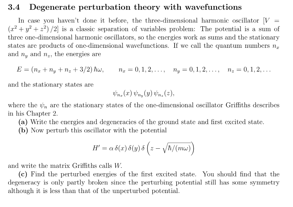 Solved 3.4 Degenerate perturbation theory with wavefunctions | Chegg.com