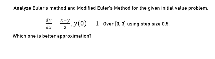 Solved Analyze Euler's method and Modified Euler's Method | Chegg.com