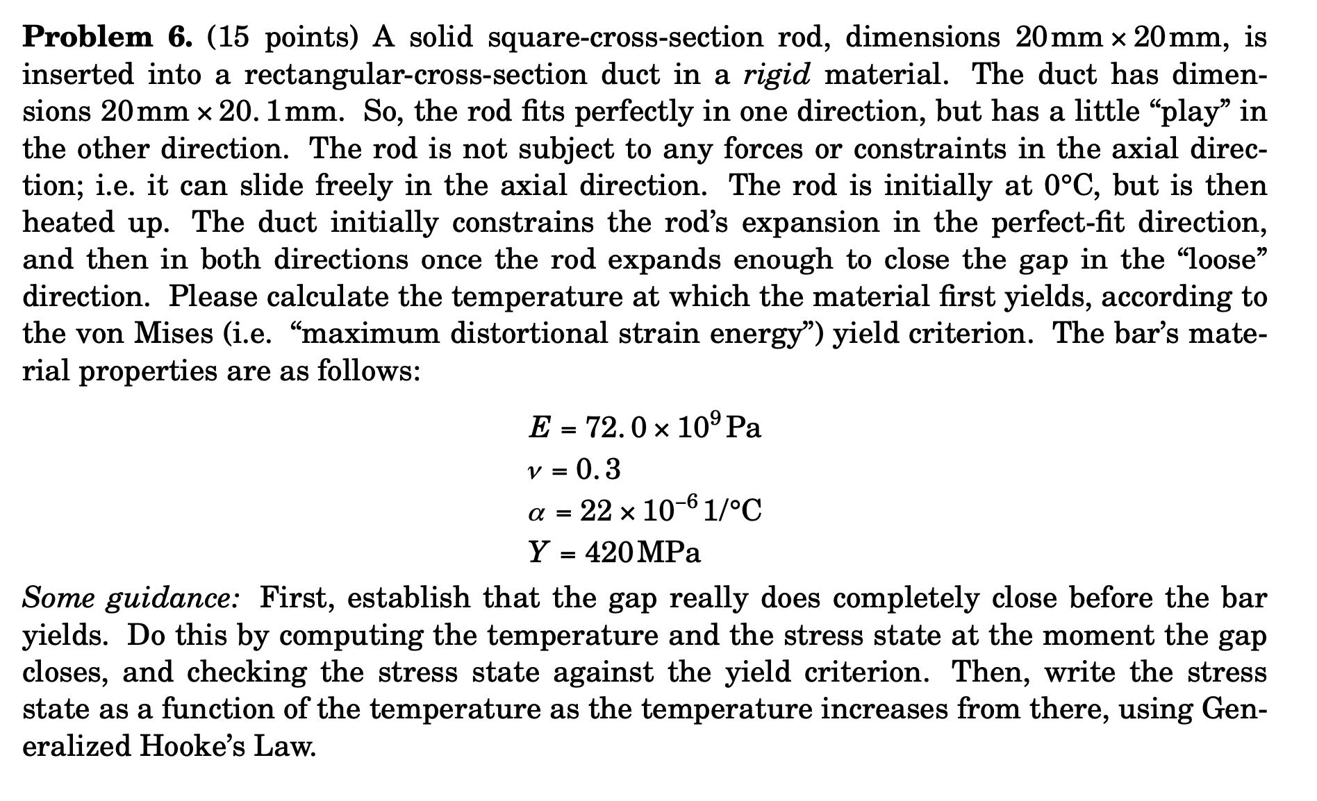 Solved A solid square-cross-section rod, dimensions 20 mm × | Chegg.com