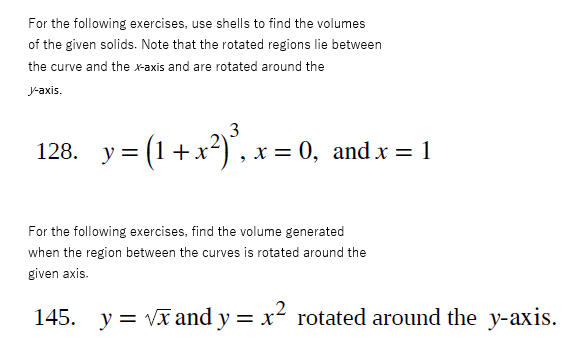 Solved For the following exercises, use shells to find the | Chegg.com