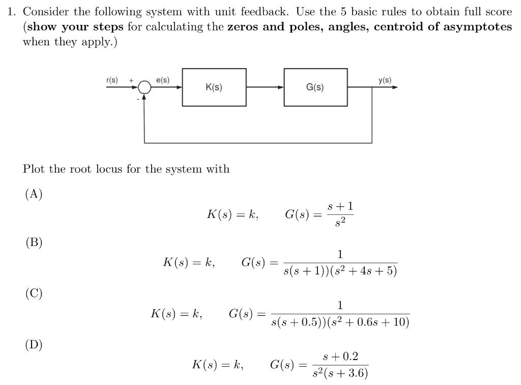 1. Consider the following system with unit feedback. | Chegg.com