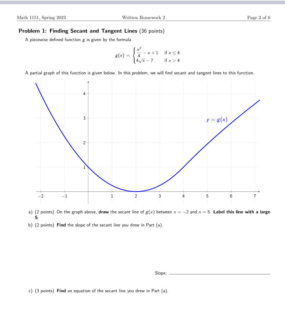 Solved Problem 1: Finding Secant and Tangent Lines ( 36 | Chegg.com