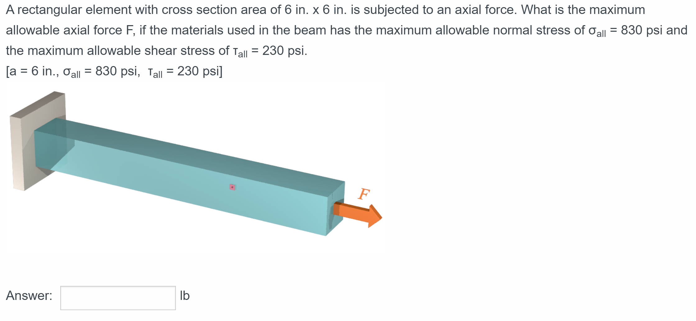 A rectangular element with cross section area of 6 | Chegg.com