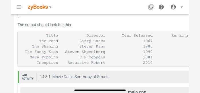 Solved C++ 14.3 Movie Data : Sort Array of Structs | Chegg.com Solved C++ 14.3 Movie Data : Sort Array of Structs | Chegg.com