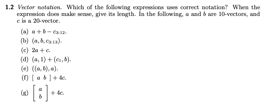 Solved 1.2 Vector notation. Which of the following | Chegg.com