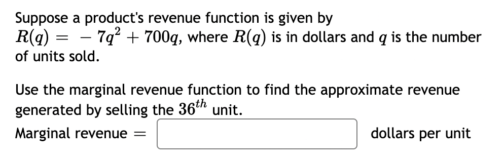 Solved Suppose a product's revenue function is given by | Chegg.com