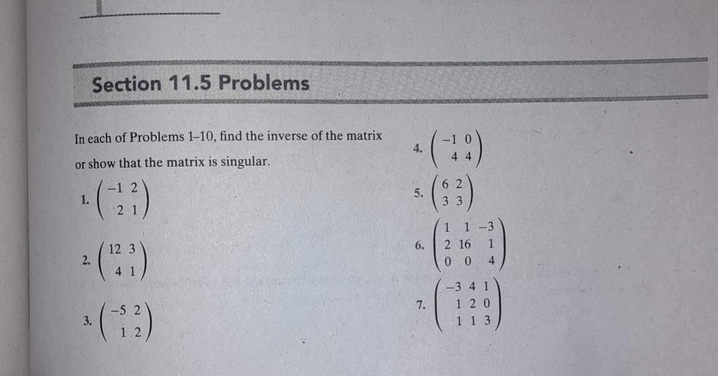Solved In each of Problems 1-10, find the inverse of the | Chegg.com