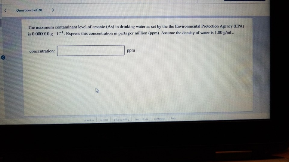 Solved Question 6 of 28 The maximum contaminant level of | Chegg.com