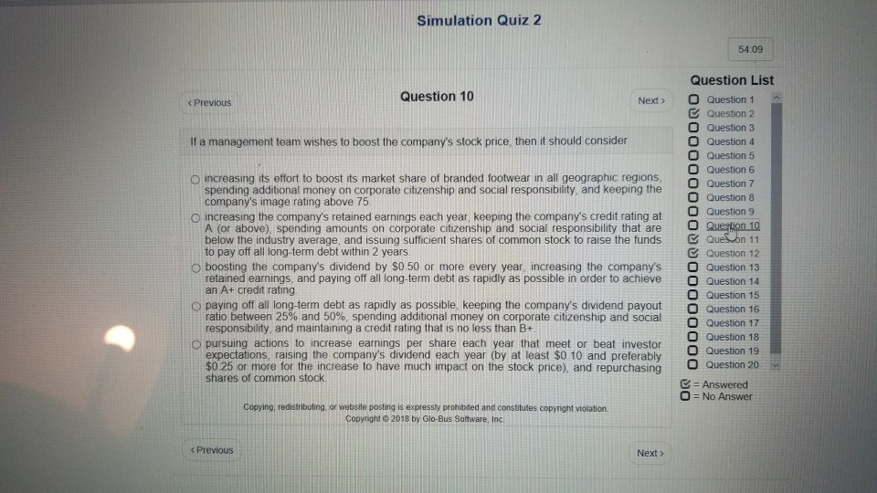 Solved Question List Question 7 Next O Question 1 Previous | Chegg.com