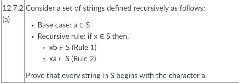 Solved 12 7 2 Consider A Set Of Strings Defined Recursively
