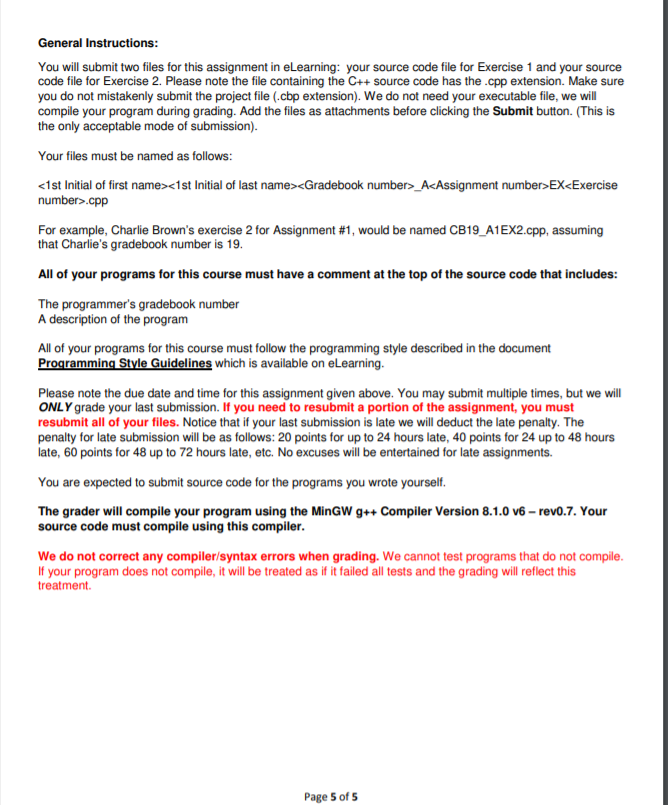 Solved General Instructions: You will submit two files for | Chegg.com