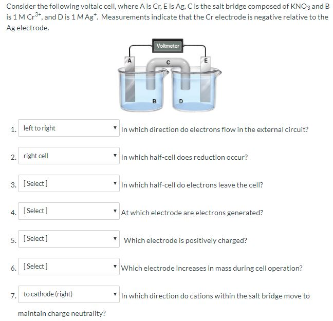 Solved Consider the following voltaic cell, where A is Cr. E | Chegg.com