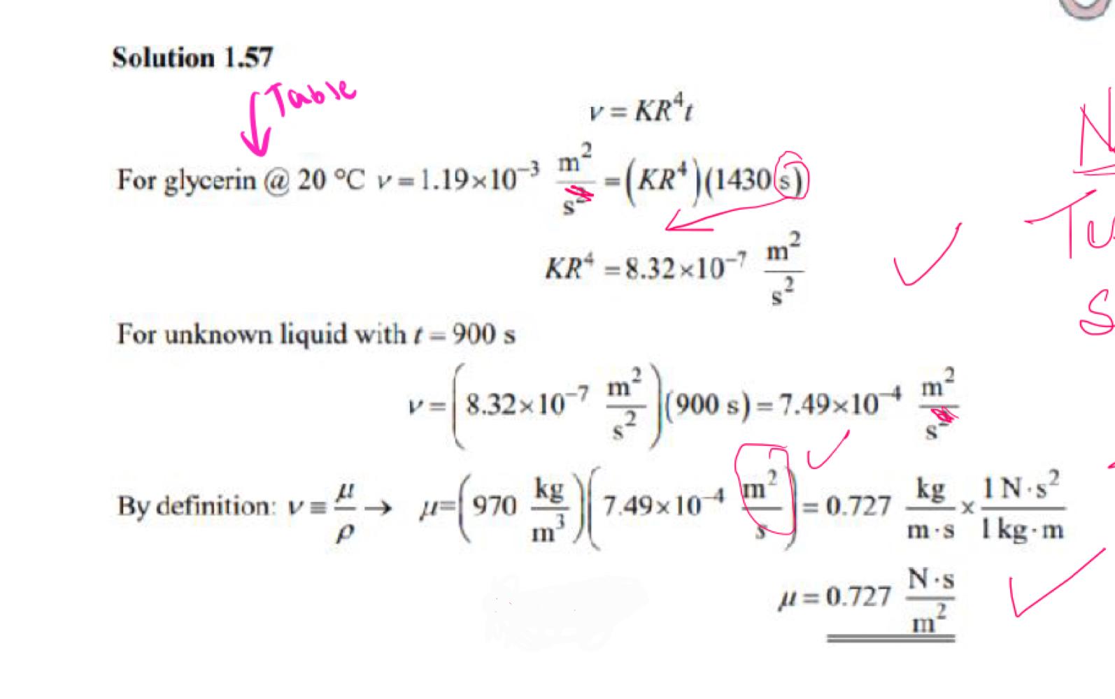 Solved I'm confused about how to get N*s/m^2 as the units | Chegg.com