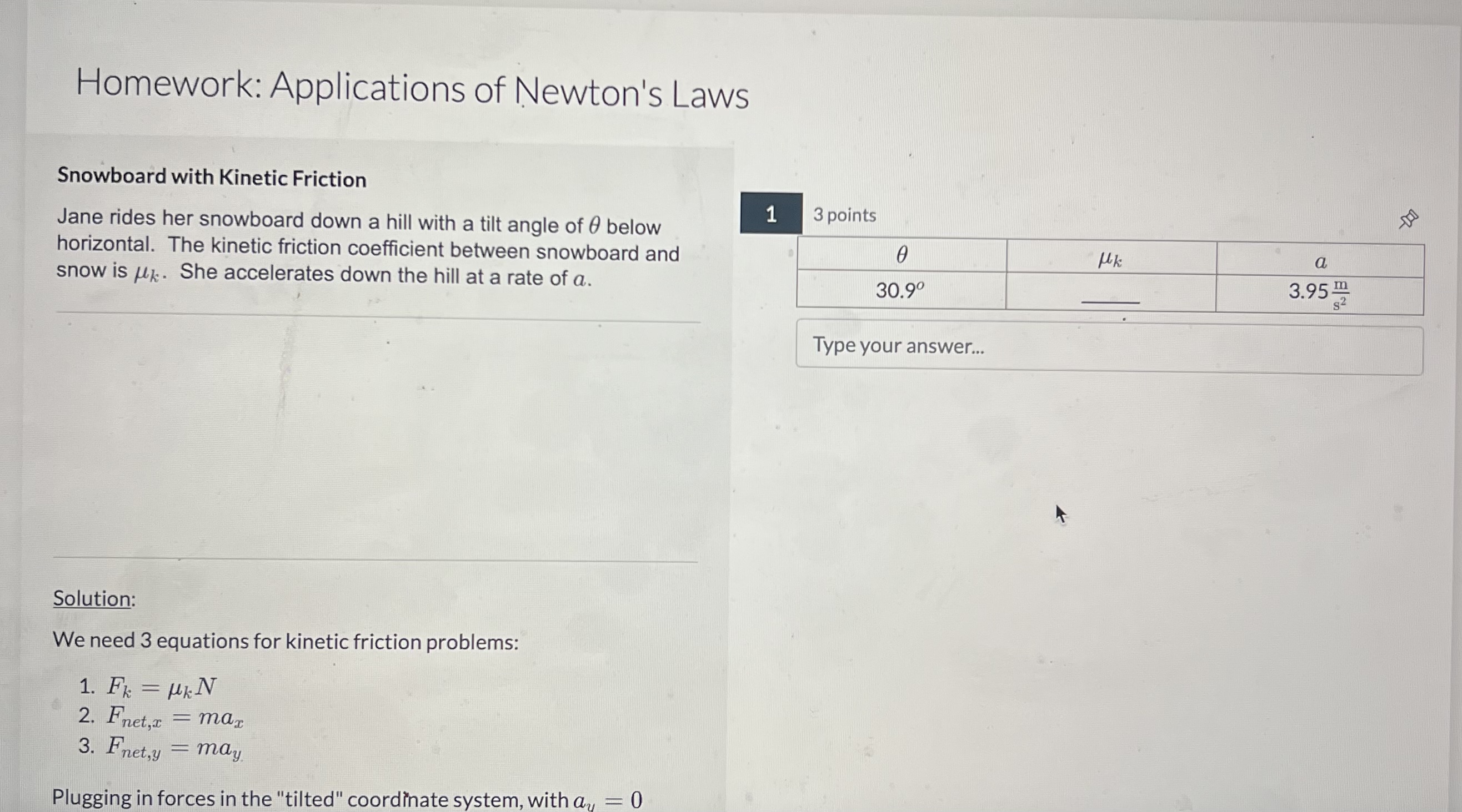 Homework: Applications of Newton's Laws Snowboard | Chegg.com