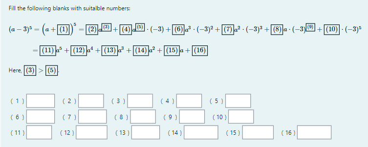 Solved Fill the following blanks with suitable numbers: 5 (a | Chegg.com