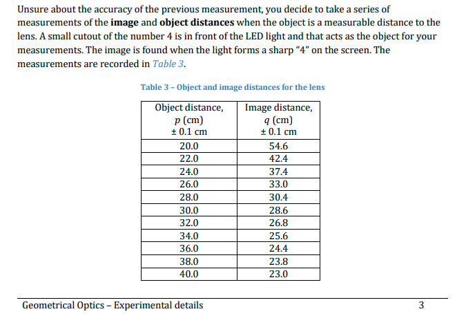 Solved 2) Thin lenses 15 pts Calculation 2a: 3 pts Using the | Chegg.com
