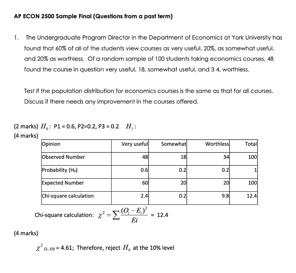 Solved AP ECON 2500 Sample Final (Questions from a past | Chegg.com