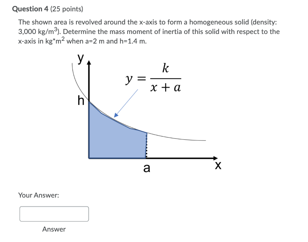 Solved Question 4 (25 points) The shown area is revolved | Chegg.com
