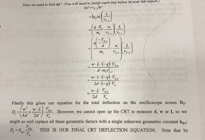 Solved Derive the CRT deflection equation (in the second | Chegg.com