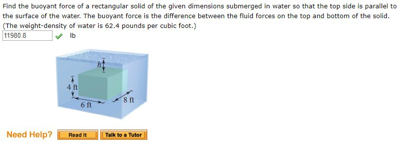 Solved Find the buoyant force of a rectangular solid of the | Chegg.com