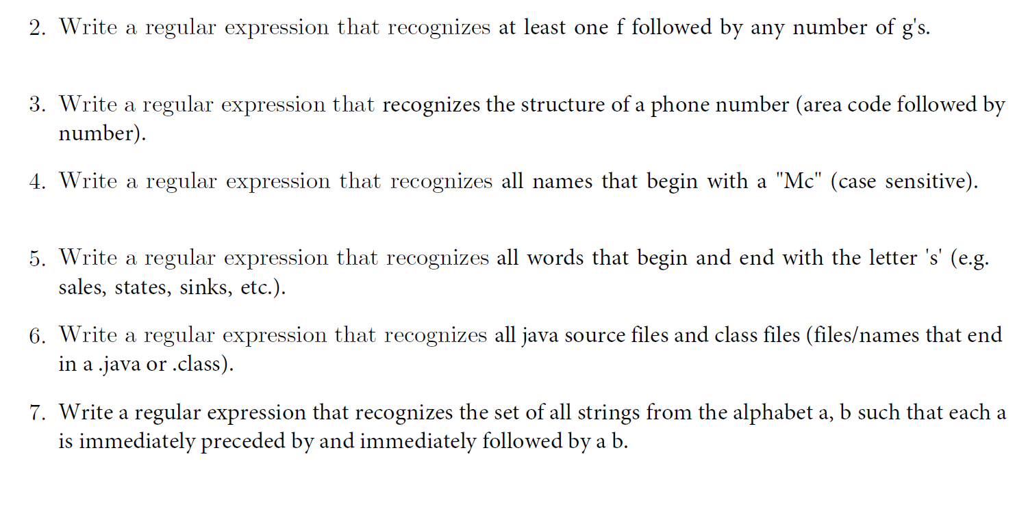 Solved 2. Write a regular expression that recognizes at | Chegg.com