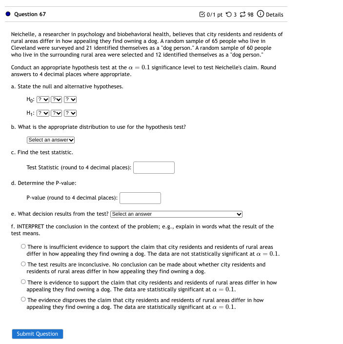 Solved Question 67 0/1 pt 3 98 Details Neichelle, a | Chegg.com