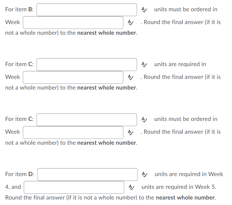 Solved The following product structure shows the components | Chegg.com