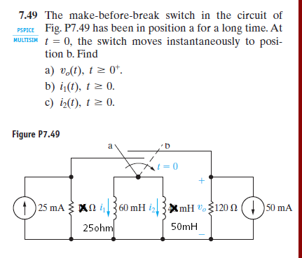 Solved 7.49 The make-before-break switch in the circuit of | Chegg.com