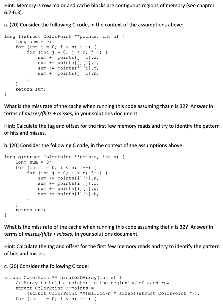 Solved 2. [60] Consider the following C code: struct | Chegg.com