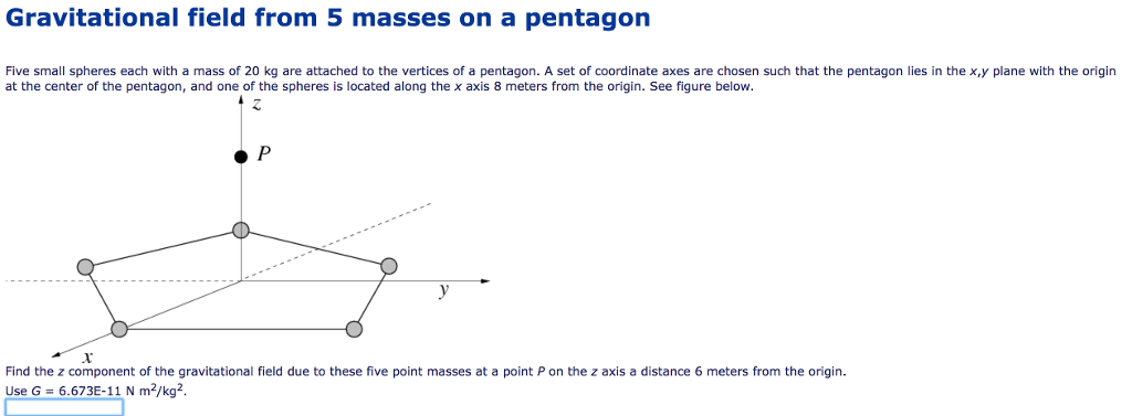 Solved Gravitational field from 5 masses on a pentagon Five | Chegg.com
