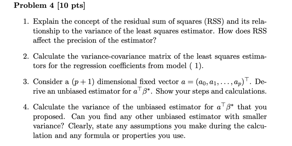 Solved 1. Explain the concept of the residual sum of squares | Chegg.com