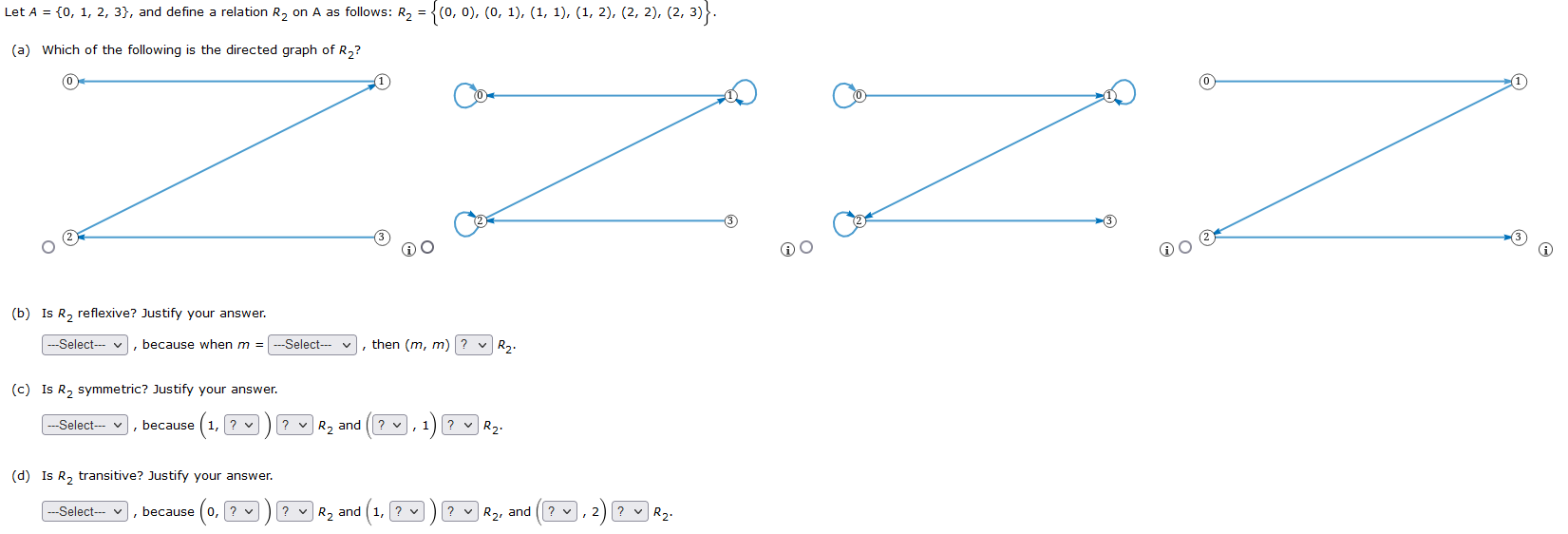Let A={0,1,2,3}, and define a relation R2 on A as | Chegg.com