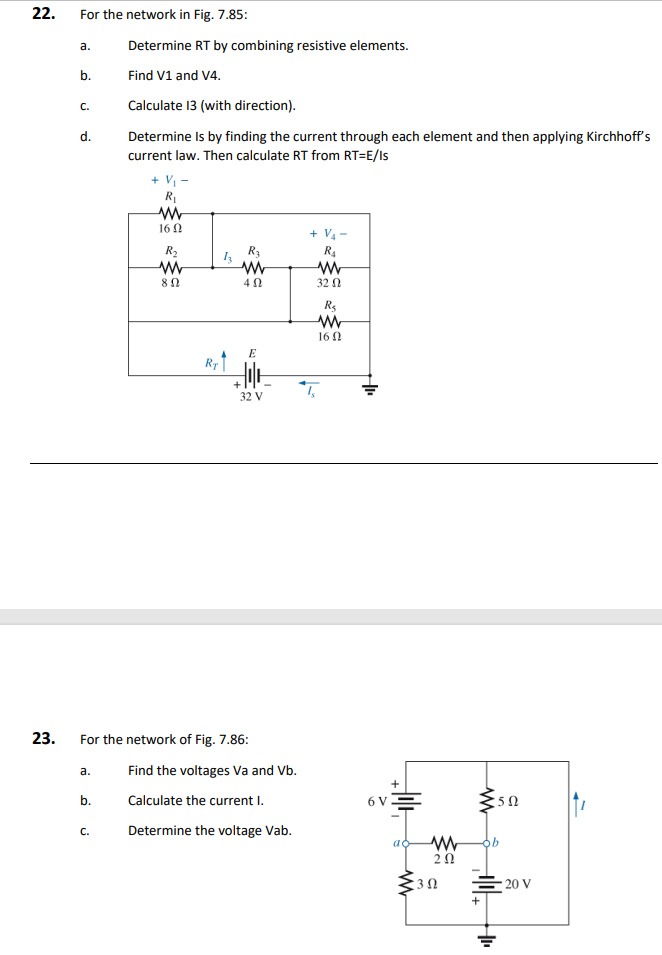 Solved 22. a. c. For the network in Fig. 7.85: Determine RT | Chegg.com