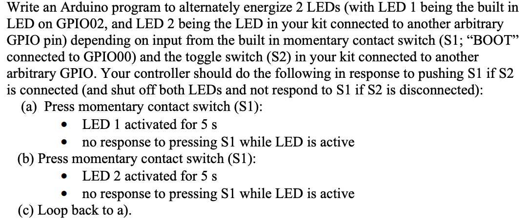 Solved Write an Arduino program to alternately energize 2 | Chegg.com