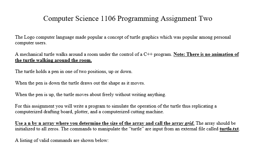 Solved Computer Science 1106 Programming Assignment Two The | Chegg.com