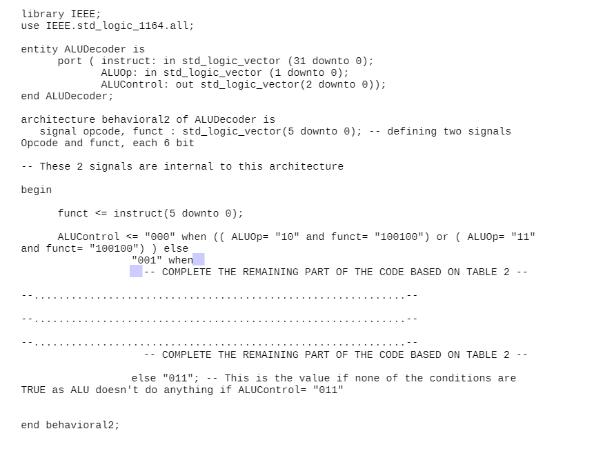 Solved Objective: Write a VHDL code to implement the CONTROL | Chegg.com