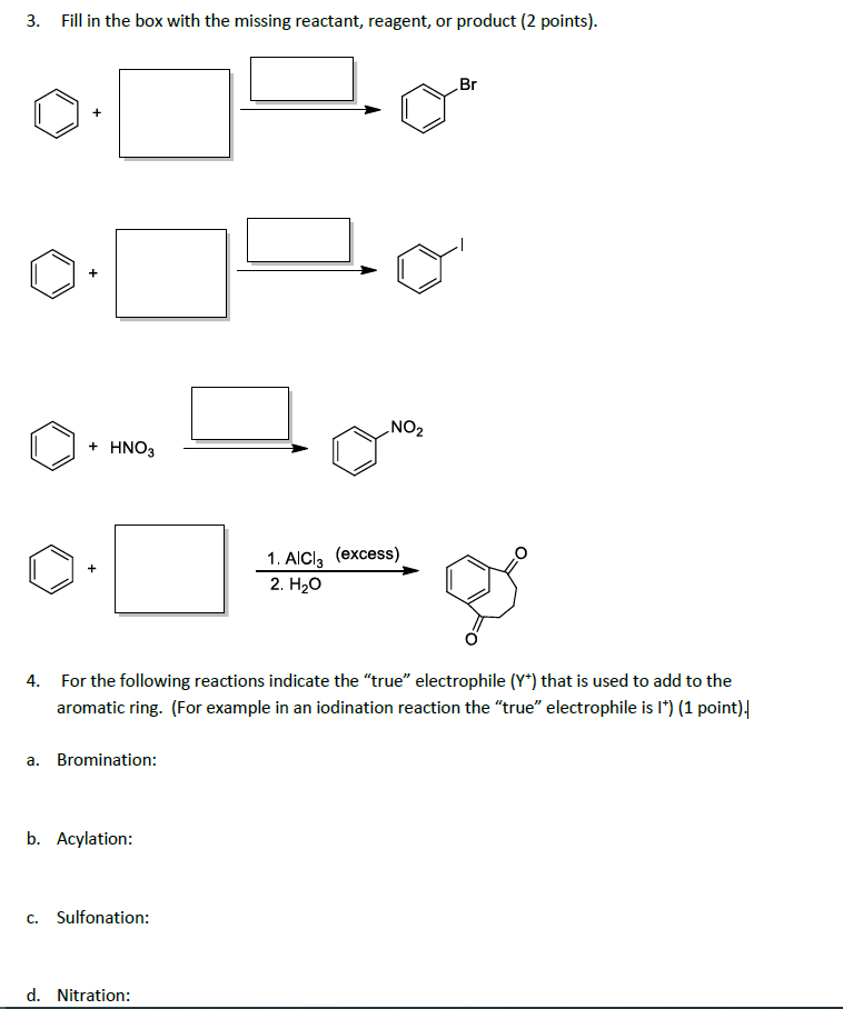 Solved 3. Fill in the box with the missing reactant, | Chegg.com