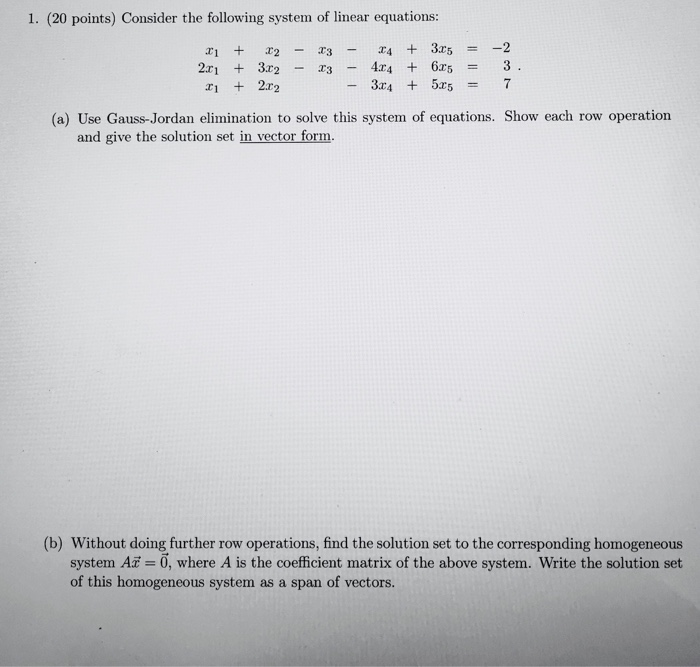 Solved 1 20 Points Consider The Following System Of