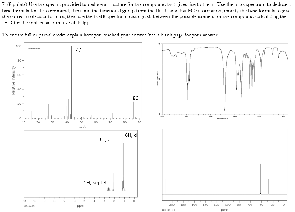 Solved 6. Use the spectra provided to deduce a structure | Chegg.com