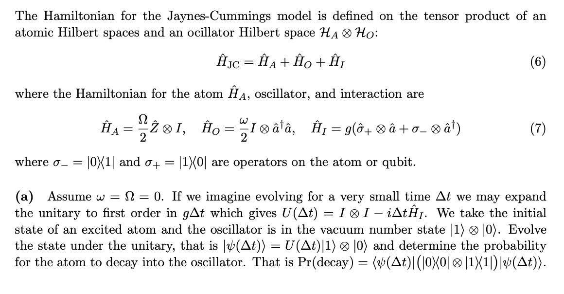 Solved The Hamiltonian for the Jaynes-Cummings model is | Chegg.com