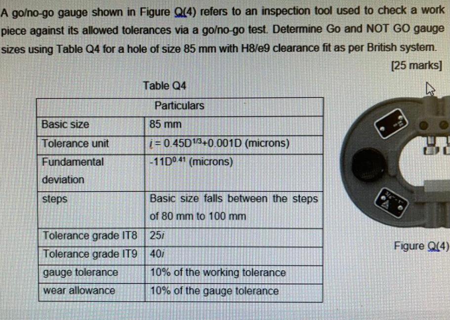 Solved A go/no-go gauge shown in Figure Q(4) refers to an | Chegg.com