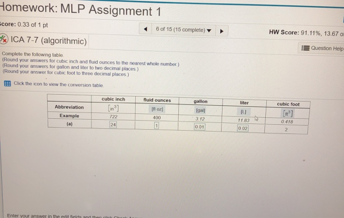 Solved Homework: MLP Assignment 1 Score: 0.33 of 1 pt 6 of | Chegg.com