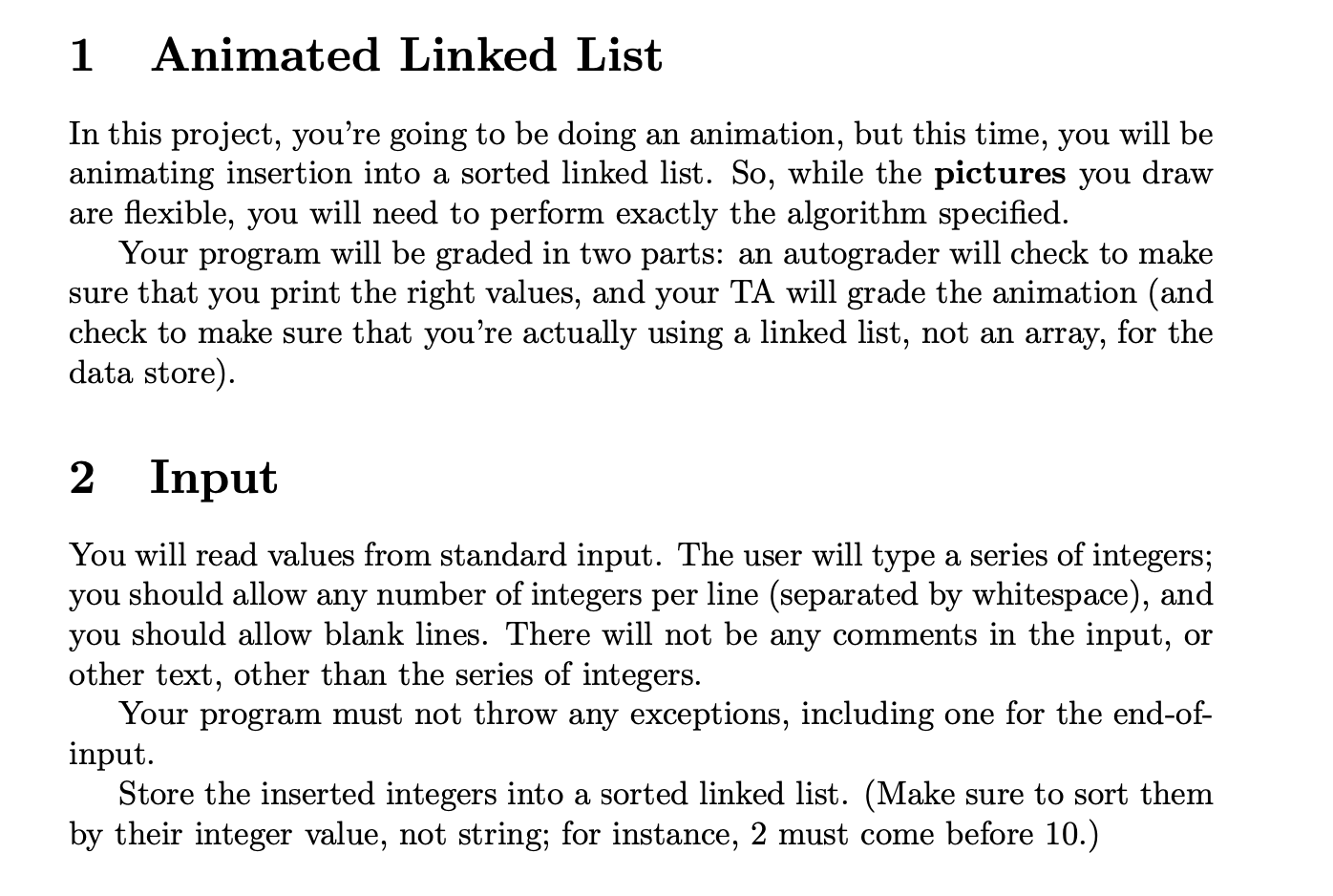 1 Animated Linked List In this project, you're going | Chegg.com