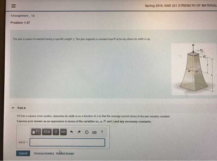 Solved Spring 2019: ENR 221 STRENG TH OF MATERIAL | Chegg.com