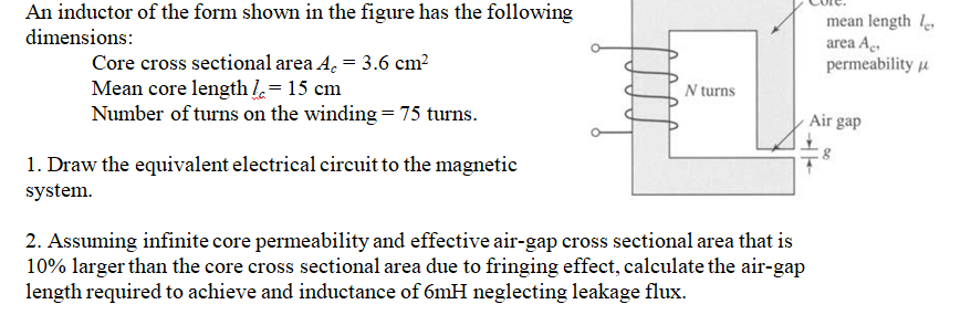 Solved An inductor of the form shown in the figure has the | Chegg.com