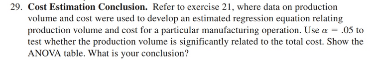 Solved 9 Cost Estimation Conclusion Refer To Exercise 21