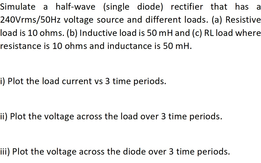 Solved Simulate a half-wave (single diode) rectifier that | Chegg.com
