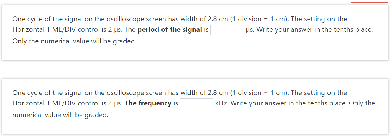 Solved One cycle of the signal on the oscilloscope screen | Chegg.com