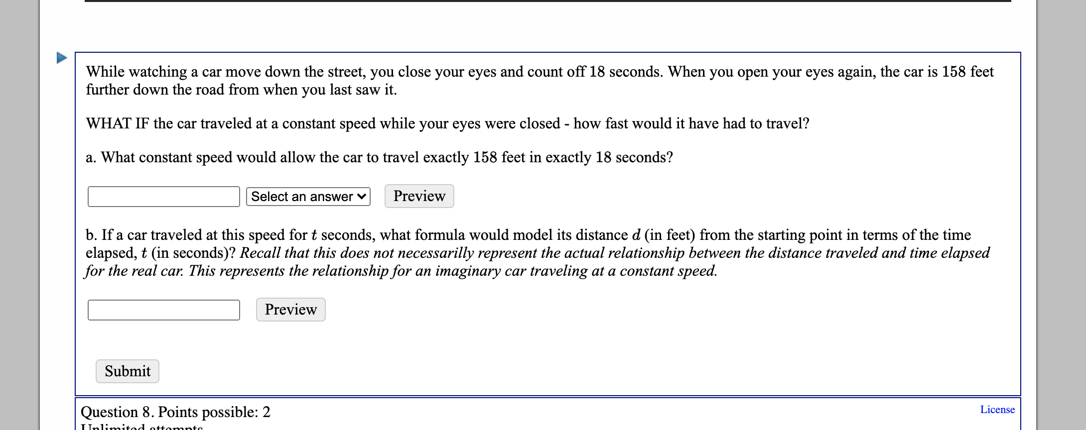 Solved While watching a car move down the street, you close | Chegg.com