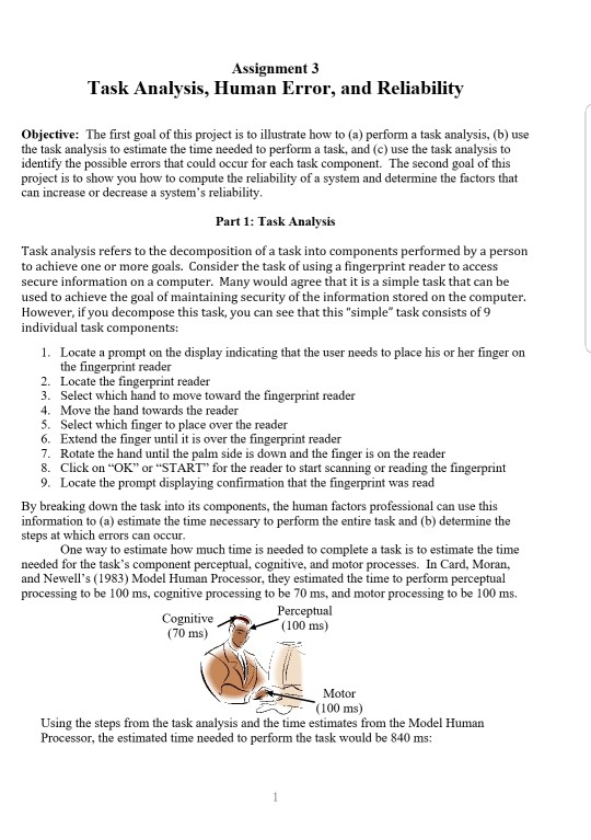 Assignment 3 Task Analysis, Human Error, and | Chegg.com